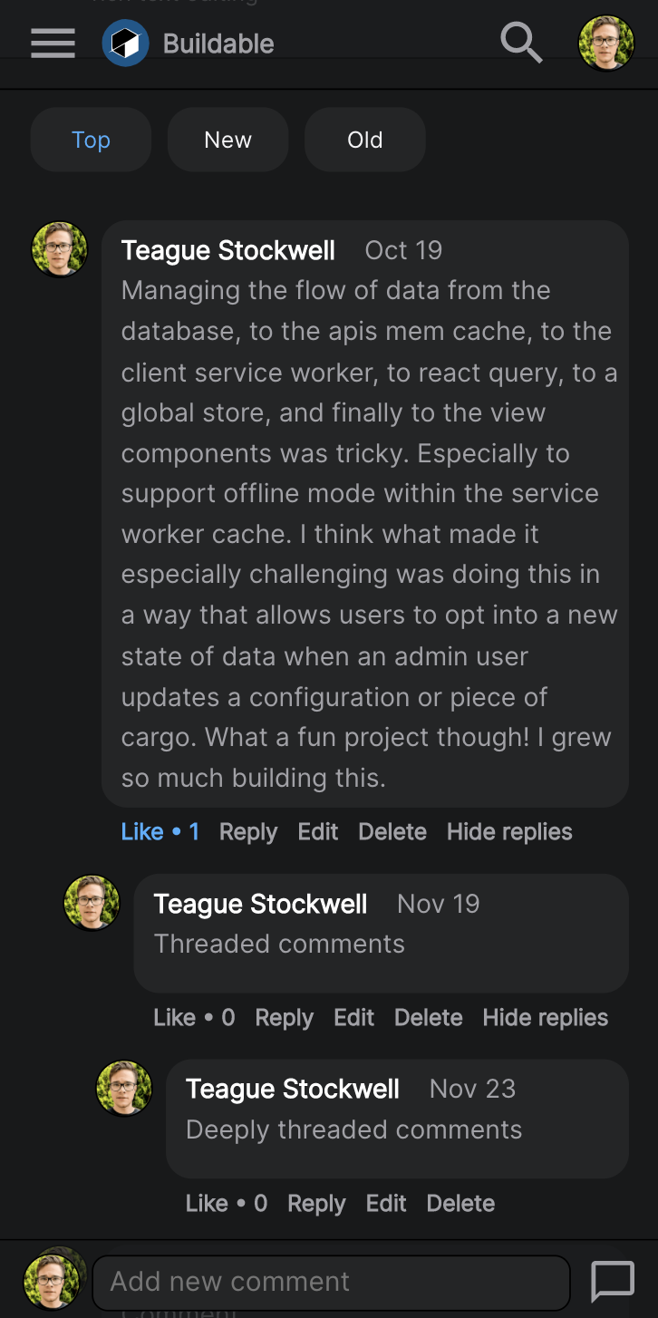 Threaded Comments with React Query